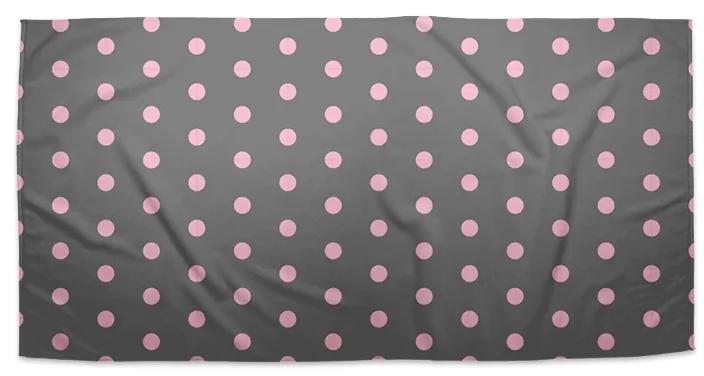 Ručník SABLIO - Růžové puntíky na šedé 50x100 cm