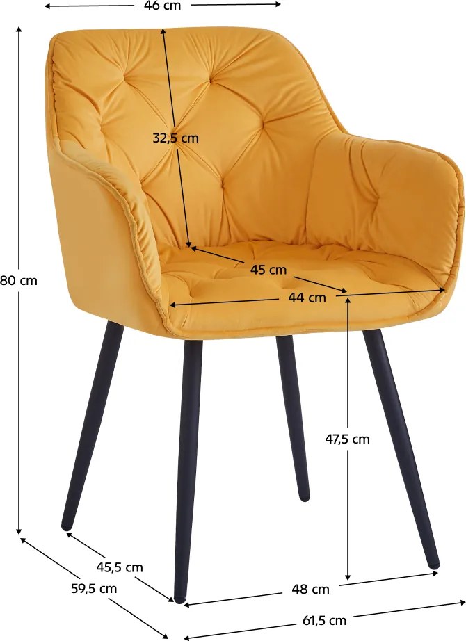 Designové křeslo TIRRA - látka Velvet, žlutá / černá