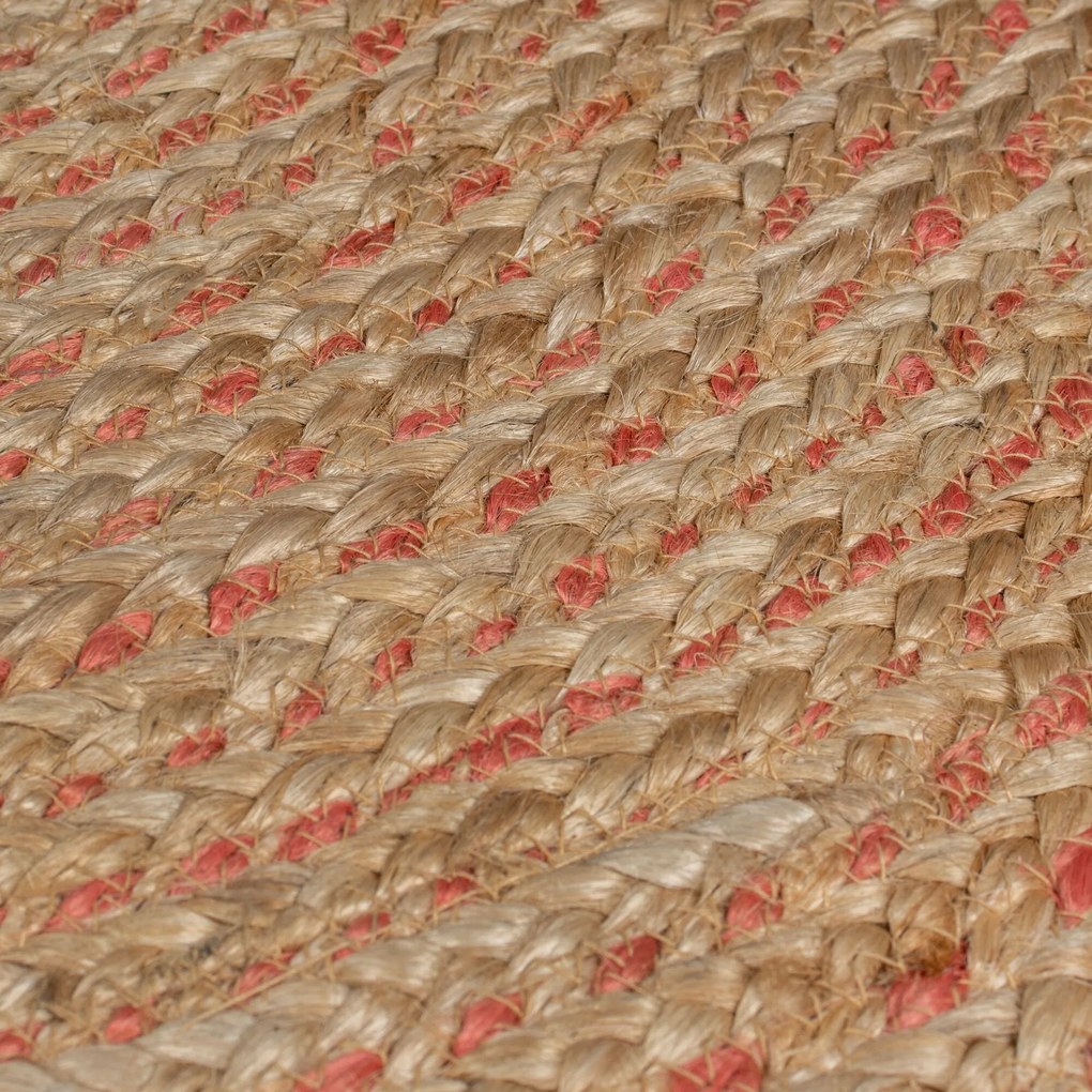 Flair Rugs, Kusový koberec Capri Jute Natural/Coral kruh, 180x180 (průměr) kruh, béžová, chodba / předsíň
