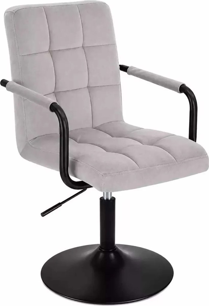 LuxuryForm DESIGN Otočná židle VERONA BLACK VELUR na černém talíři - světle šedá