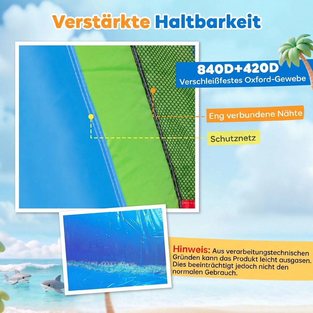 Outsunny skákací hrad včetně fukaru, pohádkový zámek; do interiéru i exteriéru, 390 x 300 x 197 cm, barevný