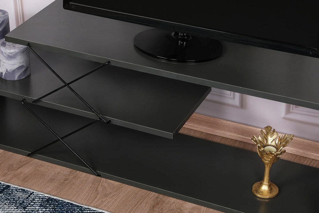 Hanah Home TV stolek Zigzag - Anthracite, Antracitová