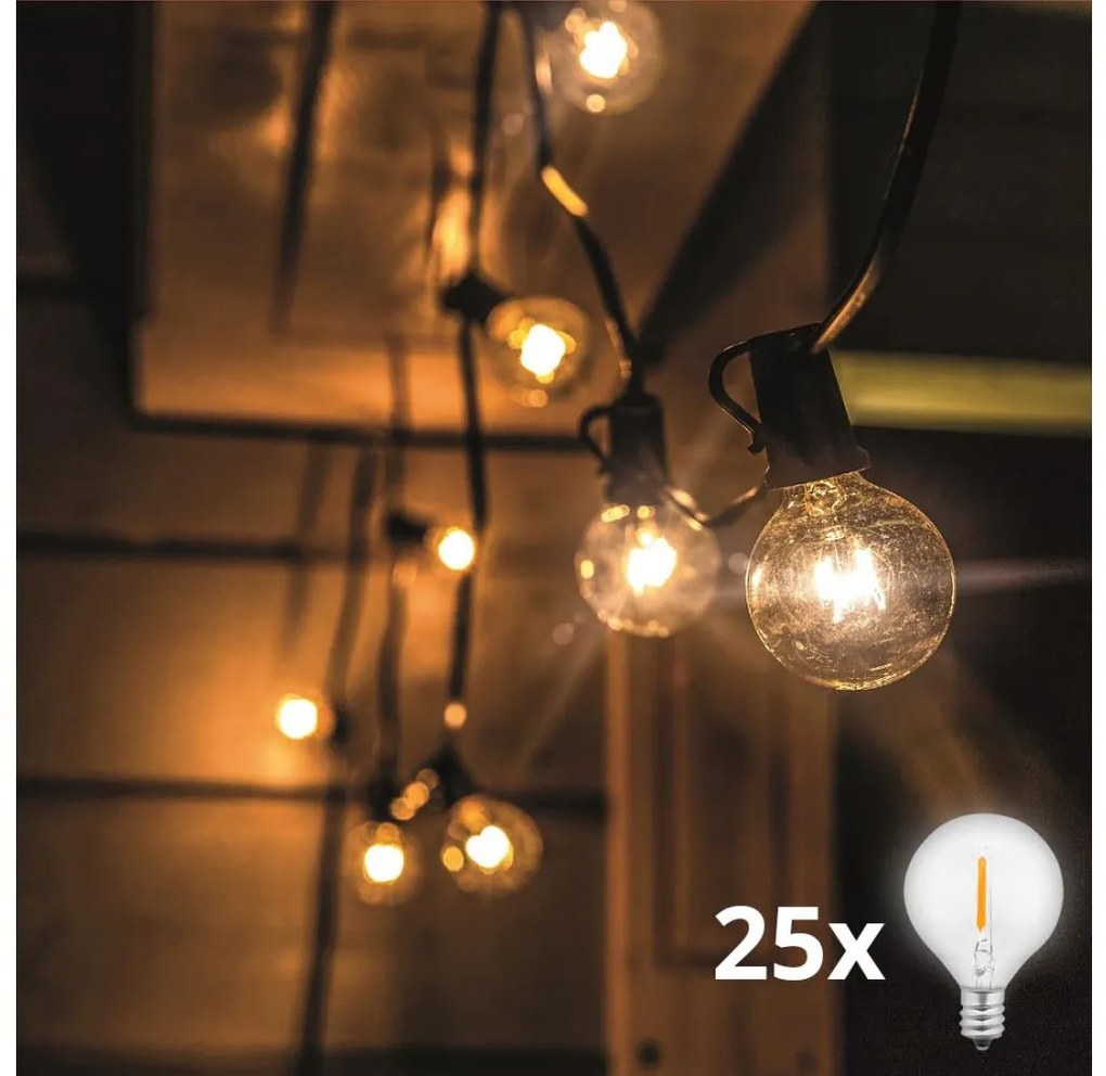 Solight WO794 - LED Venkovní dekorační řetěz GIRLANDA 25xE12 20m IP44 teplá bílá