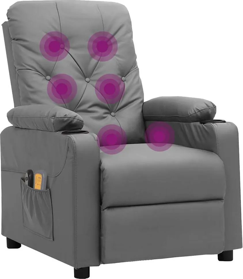 Elektrické masážní křeslo šedé umělá kůže 3098874