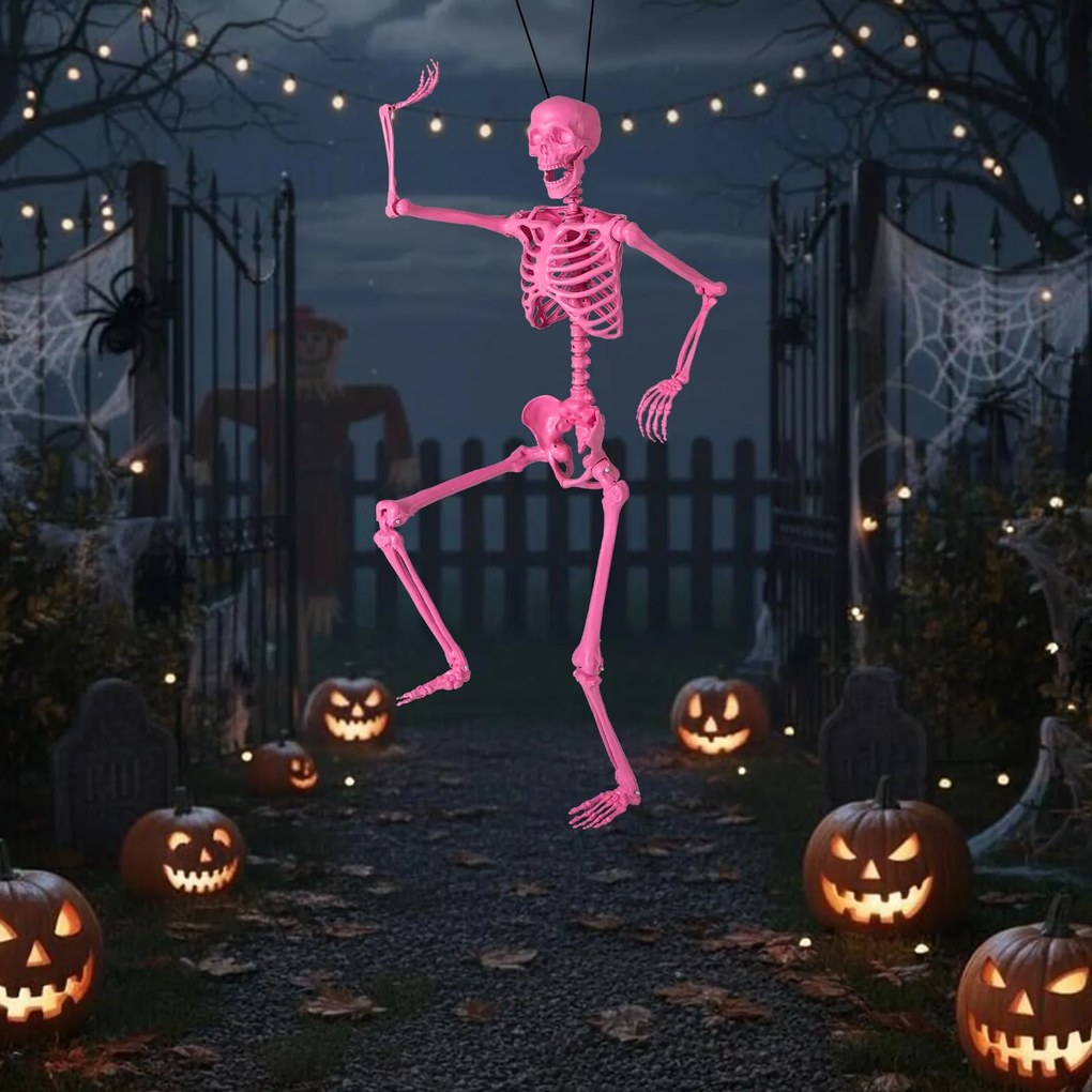 Costway 160 CM Halloweenská kostra polohovatelná kostra v životní velikosti
