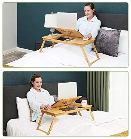 Songmics Stolek na notebook do postele, dřevěný, skládací, šířka 89 cm LLD004