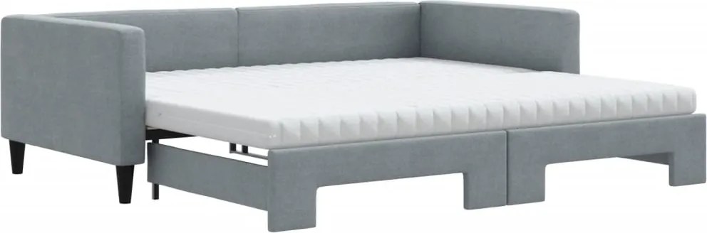 Válenda s přistýlkou a matracemi světle šedá 100x200 cm textil 3196601