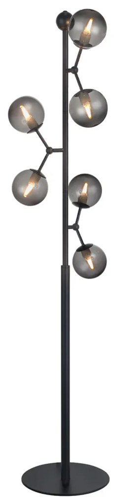 Halo Design 738885 stojací lampa Atom kouřová/černá, 6L, 155cm