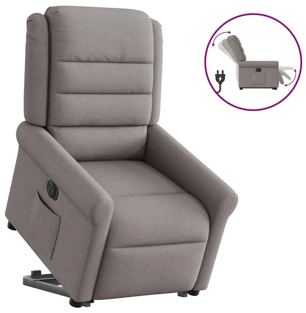 Elektrické zvedací polohovací křeslo taupe textil 3303341