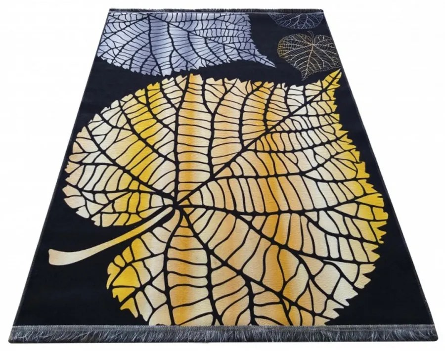 Kusový koberec Velký list černý, Velikosti 120x180cm