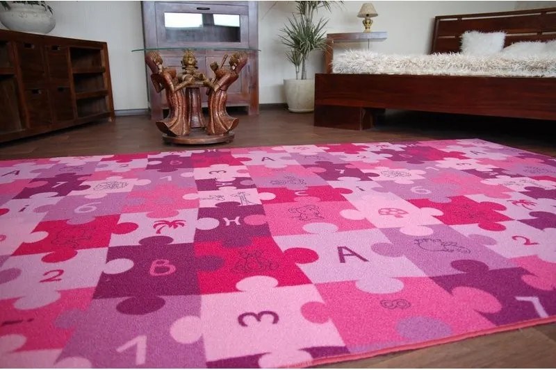 Dětský koberec PUZZLE fialový