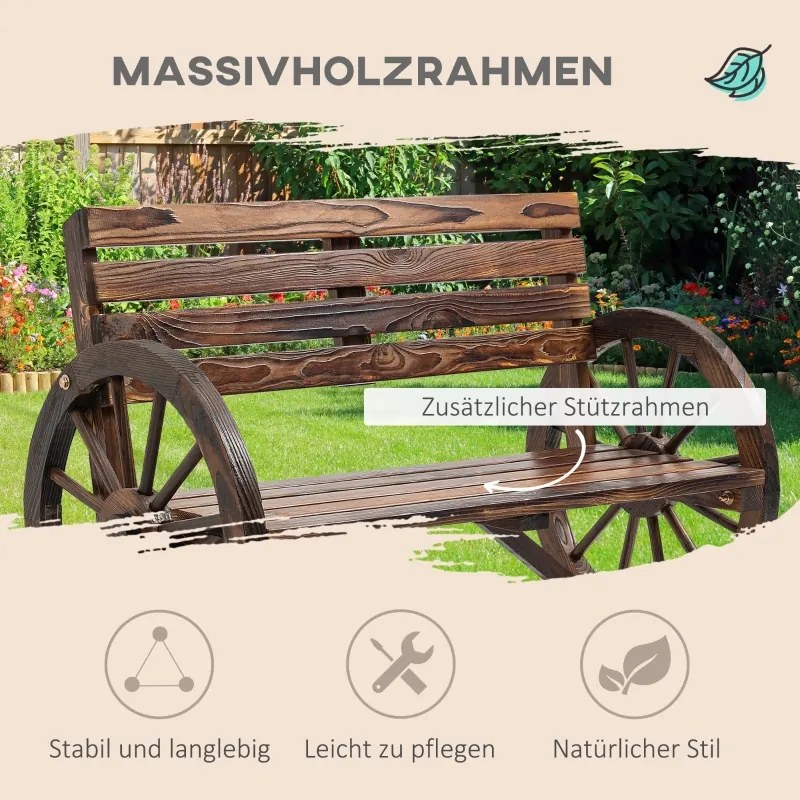Zahradní designová lavice pro 2 osoby, dřevo masiv, tmavě hnědá, 105,5 x 56 x 79 cm 84B-183V00TN
