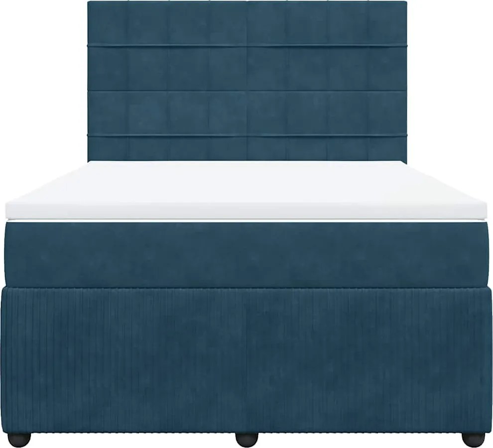 Box spring postel s matrací tmavě modrá 140x190 cm samet 3292338