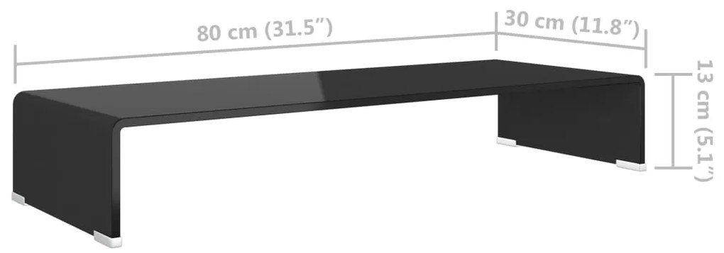vidaXL Marketos TV stolek / podstavec na monitor sklo černý 80x30x13 cm