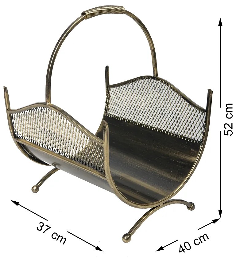 Kovový koš na dřevo Criss, 40x52 cm, zlatá