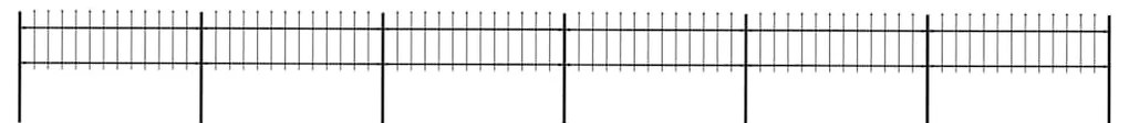 Zahradní plot s kopím nahoře ocelový 1005 x 60 cm černý 277598