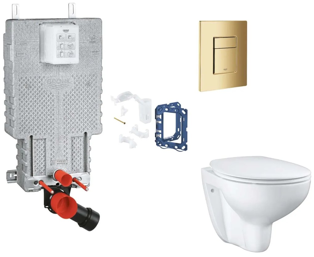 Grohe Uniset - Set předstěnové instalace, klozetu, sedátka SoftClose, tlačítka Skate Cosmopolitan a sady pro vhazování tablet, Cool Sunrise SANI15BB4122