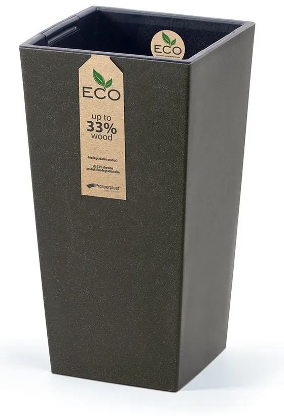 Květináč ECO WOOD, 24 cm, hranatý, tmavě hnědá