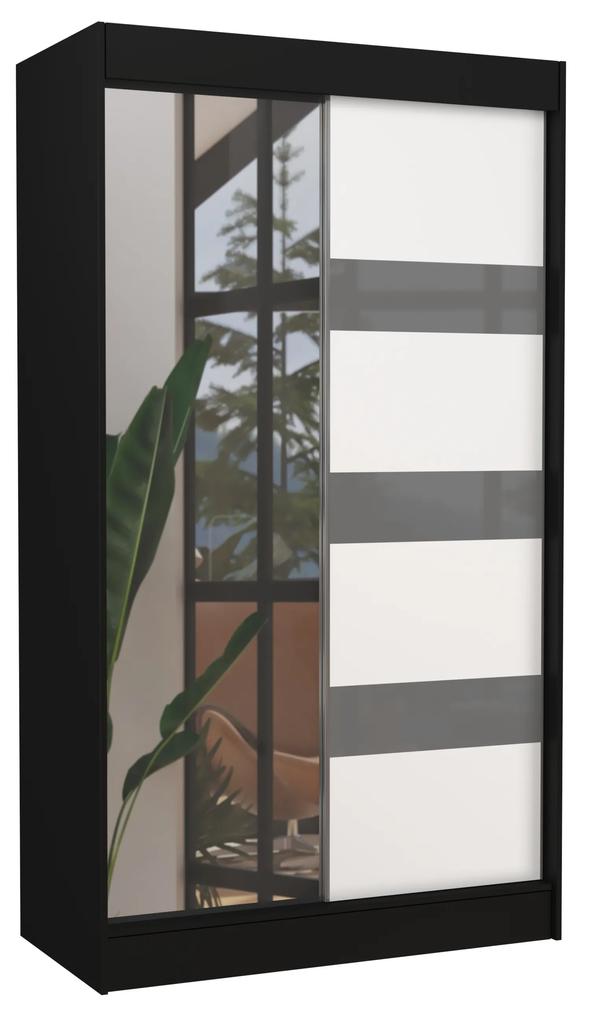 Posuvná skříň se zrcadlem a lacobel TOURA Šířka: 150, Hlavní barva: Sonoma, Další barva: Čoko Lacobel