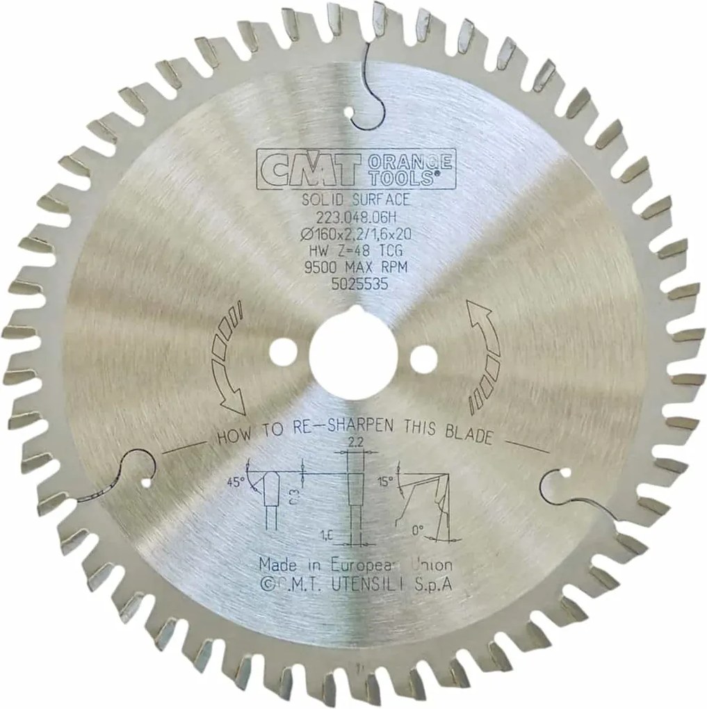 CMT Orange Tools CMT | Pilový kotouč na Corian a plasty ø160/20mm Z48 TFZ/TCG