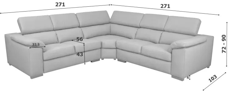 Kožená rohová sedací souprava LOREN II XL, hnědá (madras - 111 bark)