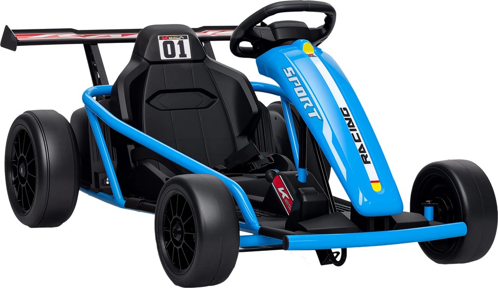AIYAPLAY 24V elektrické Go-Kart k jízdě a driftování, nylonové pneumatiky, bezpečnostní pás, klakson, hudba pro děti 8-12 let, modré