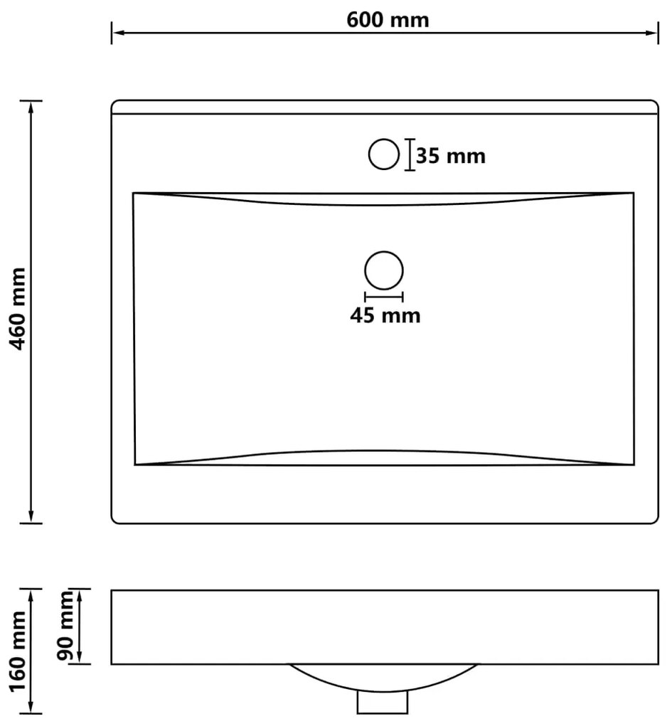 vidaXL Marketos Luxusní umyvadlo otvor na baterii tmavě hnědé 60x46 cm keramika