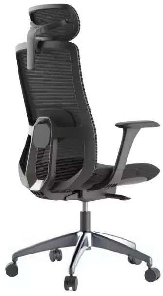 MERCURY STAR Kancelářská ergonomická židle WISDOM s podhlavníkem — síť, černý plast, nosnost 150 kg tmave šedá