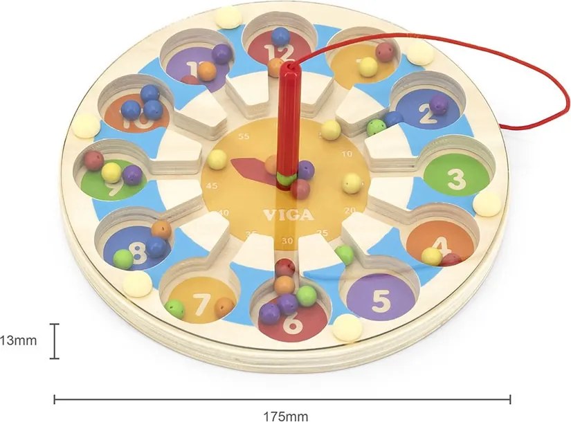 Dřevěný magnetický labyrint Hodiny Viga