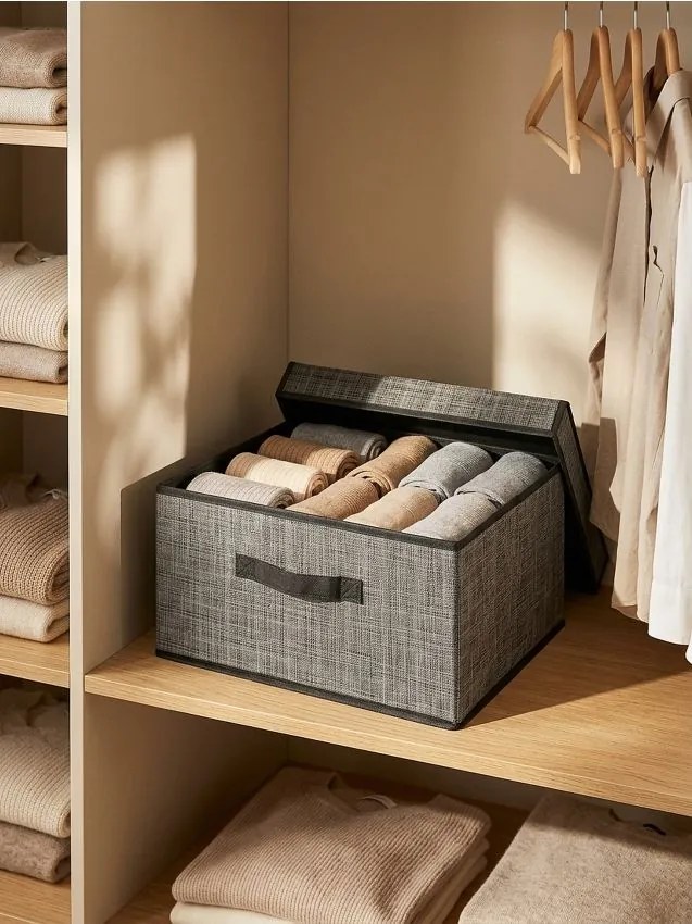 Sinsay - Skládací úložný box s rukojetí a víkem - šedá
