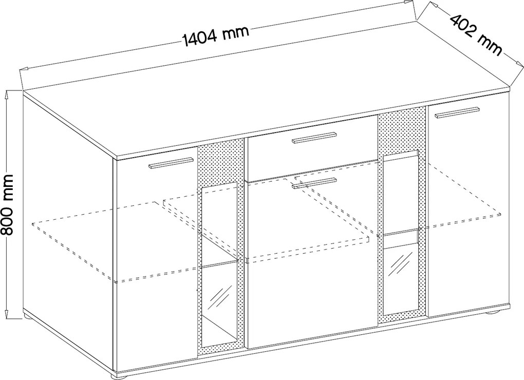 FALCO Komoda SAVA I - lamino, bílá / dub artisan