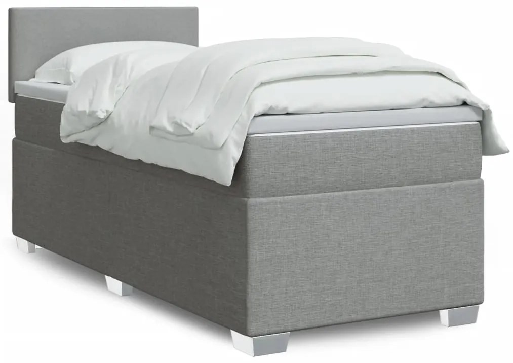 Box spring postel s matrací světle šedá 90x200 cm textil 3288064