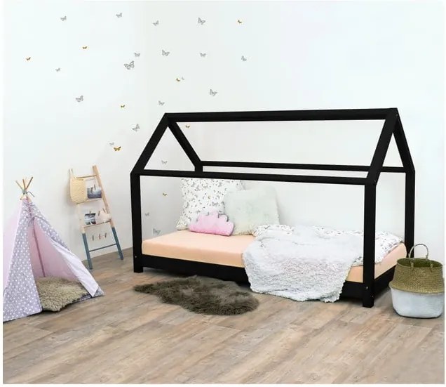 Černá dětská postel bez bočnic ze smrkového dřeva Benlemi Tery, 90 x 160 cm