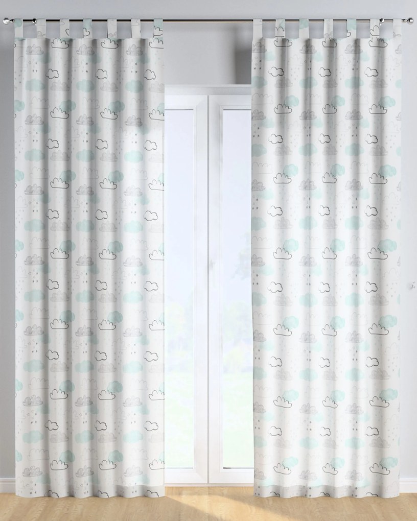 Závěs na poutkach barva bílá látka vzorované