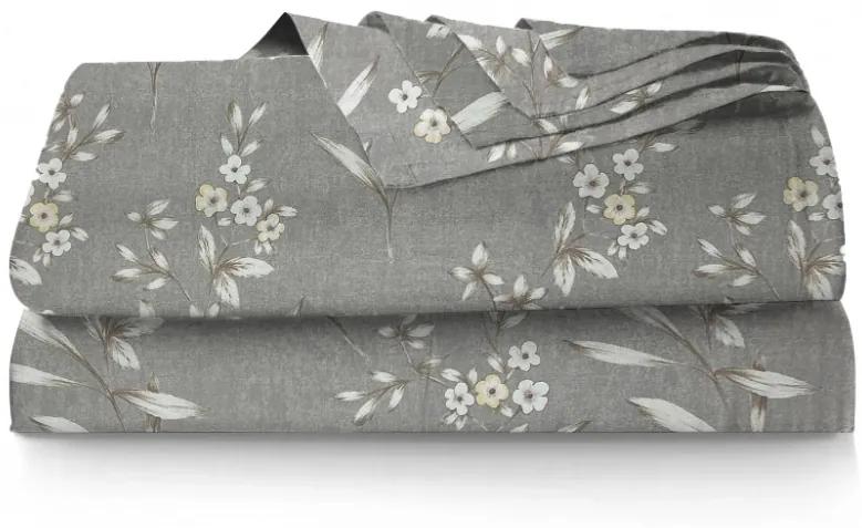 Ervi bavlněné prostěradlo - květinky na šedém-2