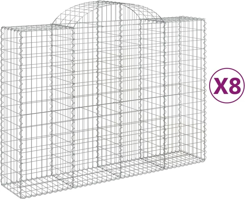 Klenuté gabionové koše 8 ks 200x50x140/160cm pozinkované železo 3146368