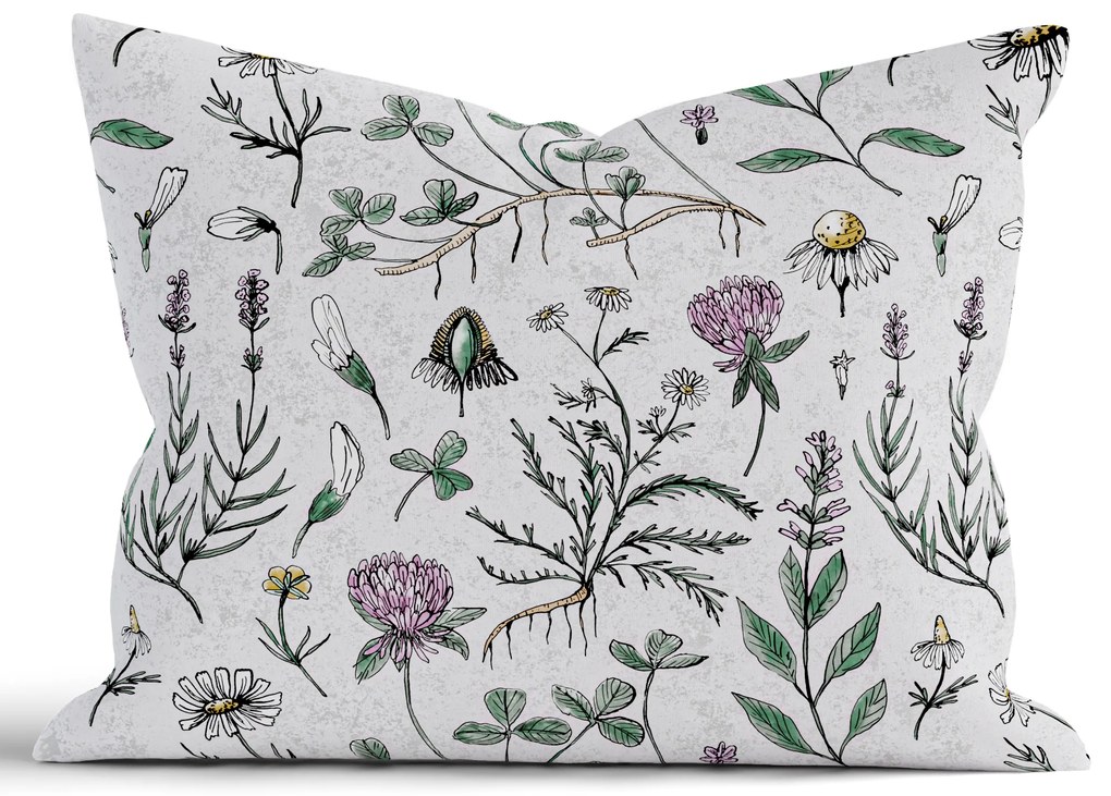 MK Lůžkoviny Bavlněný povlak na polštář Renforcé 70 x 90 cm - Herbář šedý