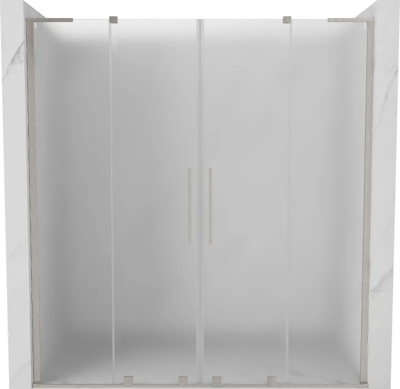 Mexen Velar L Duo, posuvné sprchové dveře do otvoru 200 cm, 8mm sklo námraza, broušená ocel, 871-200-003-32-97