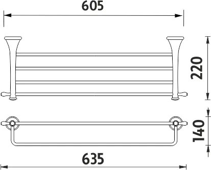 Nimco LADA Retro police na ručníky s hrazdou, 64 cm LA 19063-26