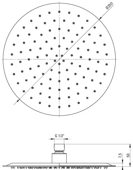 Deante Shower head, round - 250 mm