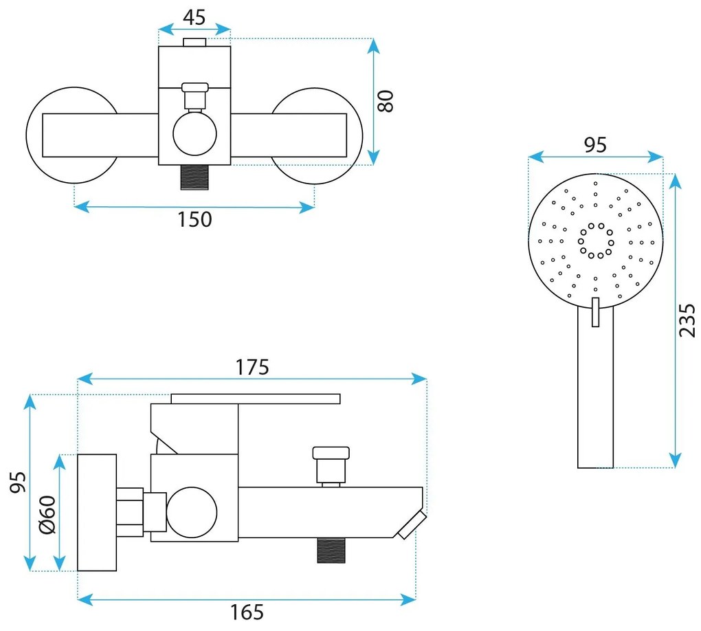 Nástěnná vanová baterie REA Ontario nikl kartáčovaný
