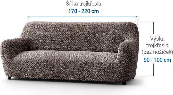 Bielastické potahy VENEZIA hnědá trojkřeslo (š. 170 - 220 cm)