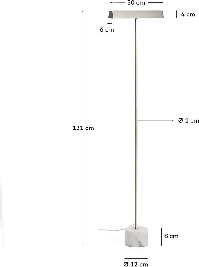 Stojací lampa ve stříbrné barvě (výška 121 cm) Lynor – Kave Home