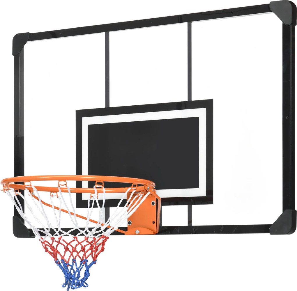 SPORTNOW Nástěnný Basketbalový Koš, Koš na Basketbal, s Nerozbitnou Zadní Deskou, Ocelovým Kroužkem a Odpornou Síťkou, S Montážními Šrouby a Klíčem, n