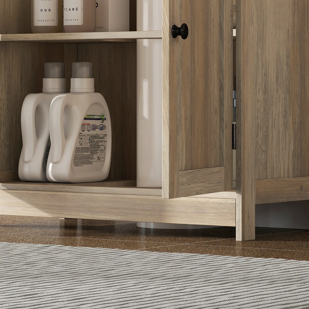 HOMCOM spodní skříňka pod umyvadlo, koupelnová skříňka se 2 dveřmi, nastavitelná přihrádka, odolná proti vlhkosti, 60 x 30 x 60 cm, Šedá