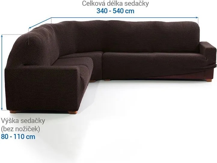 Super strečové potahy NIAGARA čokoládová rohová sedačka (š. 340 - 540 cm)