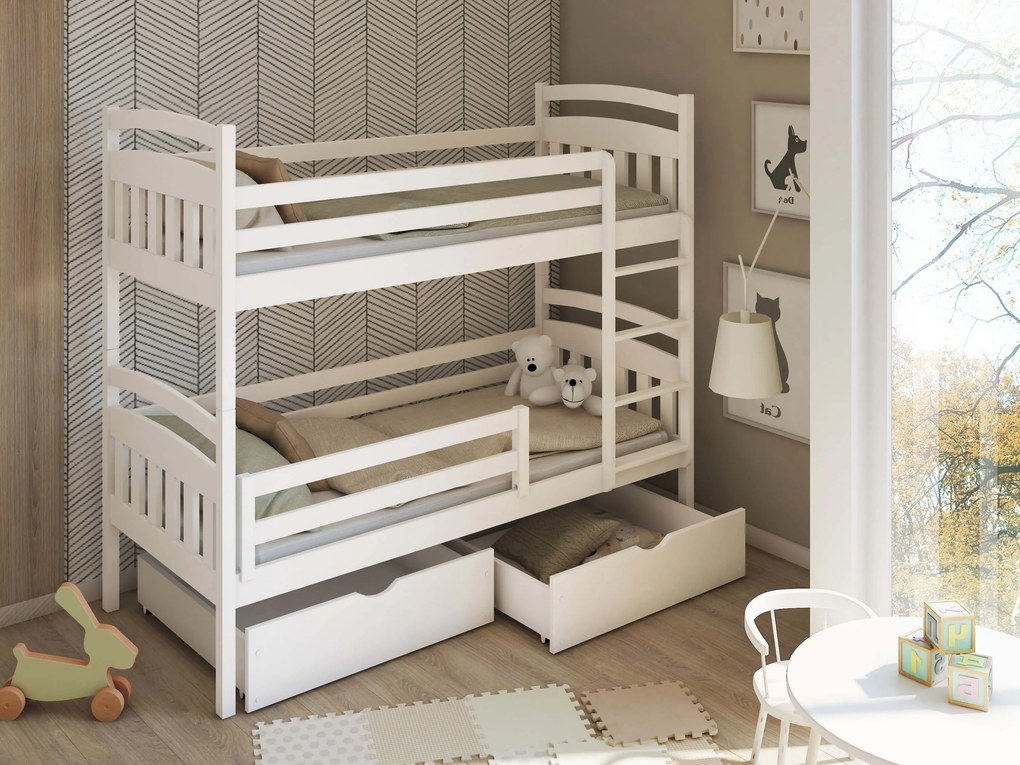 Dětská postel 90 cm Galvin (s roštem a úl. prostorem) (bílá). 1013434