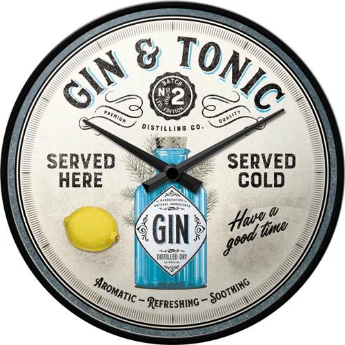 Postershop Nástěnné hodiny - Gin & Tonic Served Here