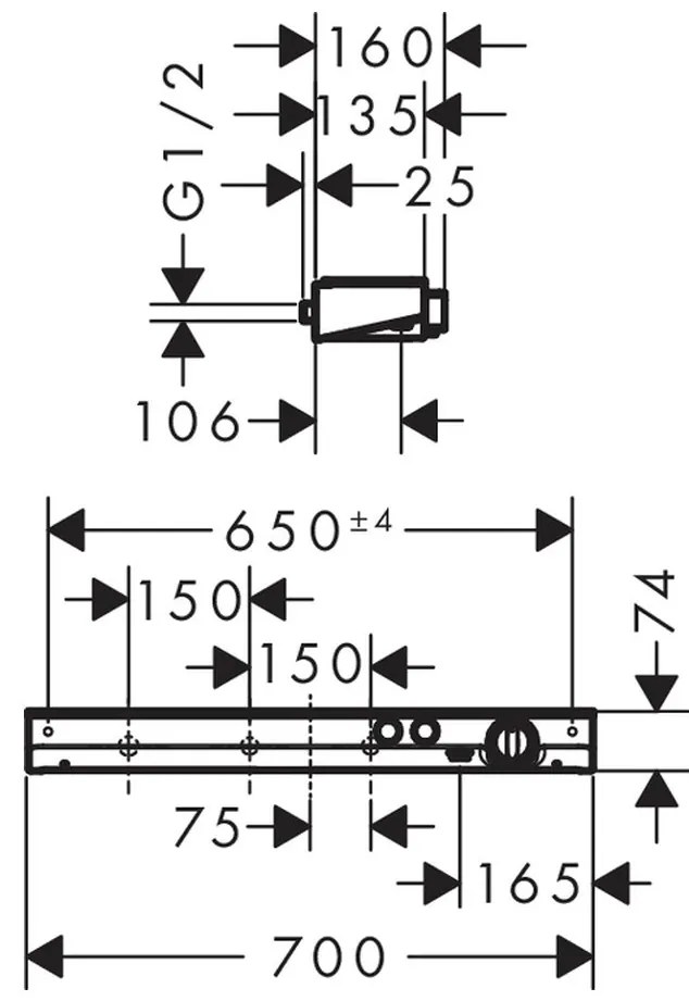 Hansgrohe ShowerTablet Select, termostatická baterie 700 na 2 spotřebiče, bílá/chromová, 13184400