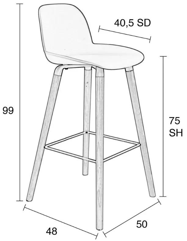 Bílá plastová barová židle ZUIVER ALBERT KUIP 75 cm